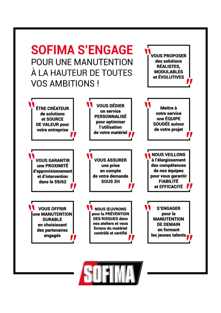 les Engagements SOFIMA portées par l'expert en manutention - Sofima