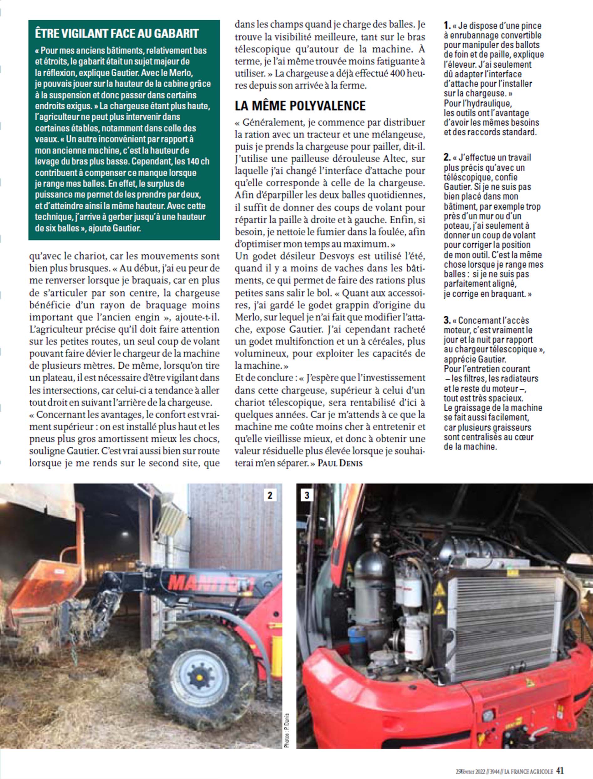 NOTRE CHARGEUSE ARTICULEE MANITOU MLA-T533 dans la France Agricole