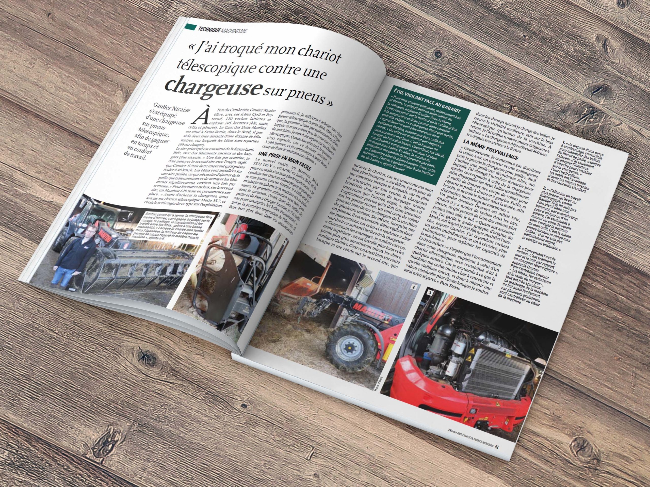 NOTRE CHARGEUSE ARTICULEE MANITOU MLA-T533 dans la France Agricole - Sofima